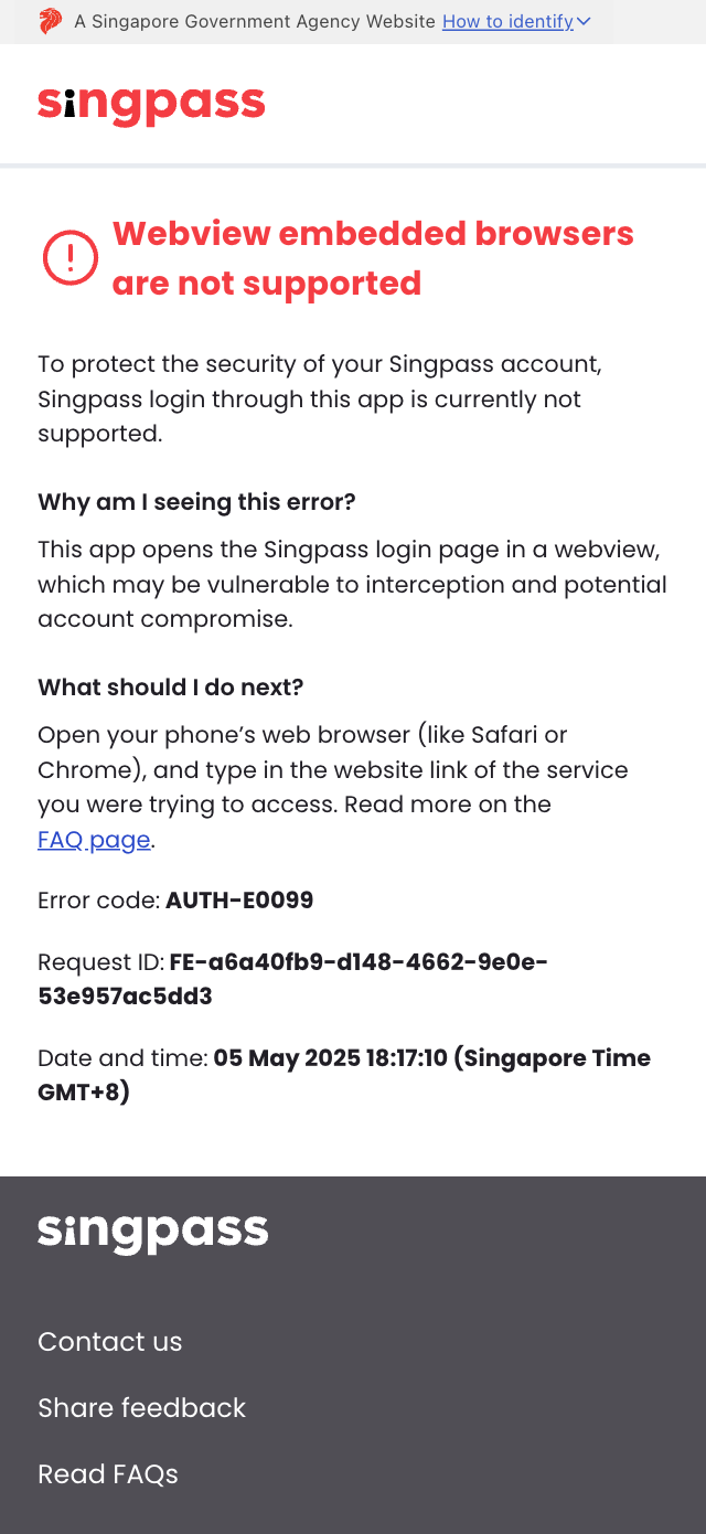 [8 Nov 2024] Discontinuation of WebView Support for Singpass in Mobile ...